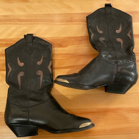 dolcis | Shoes | Vintage Dolcis Black Leather Western Cowboy Boots ...
